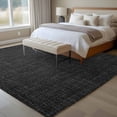 Black Area Rugs 5x8 for Living Room, Farmhouse Burlap Solid Black Color ...