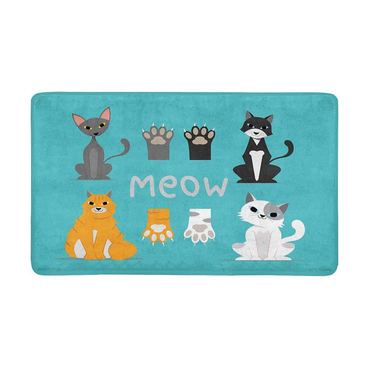 MKHERT Cartoon Cat and Cat Paws Funny Animals Doormat Rug Home Decor ...