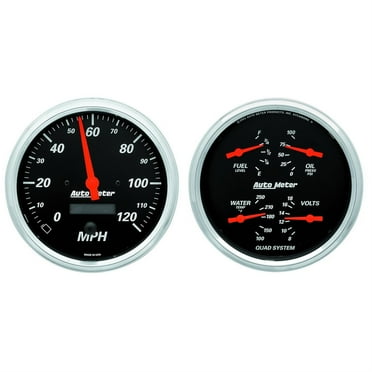 Autometer 1450 Designer Black Gauge Kit 5 Pc. 3-3/8" & 2-1/16" Gps ...