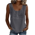 Asxite Tank Tops for Women Sleeveless Solid Color Spliced Embroidery U ...