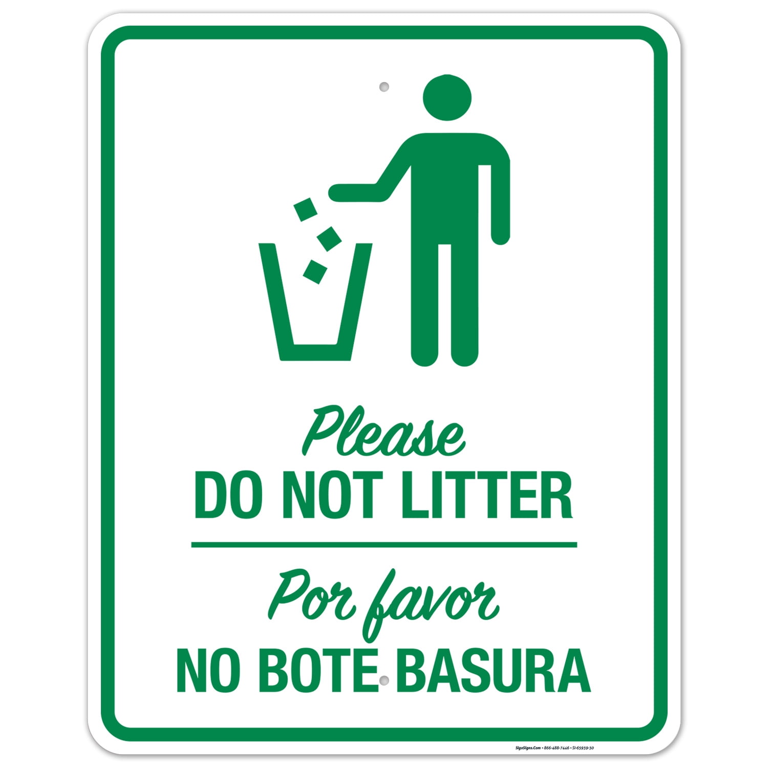 Please Do Not Litter Bilingual Sign, - Walmart.com