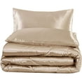 NTBED Silky Satin Comforter Set Queen Champagne Luxury Wave Quilted ...