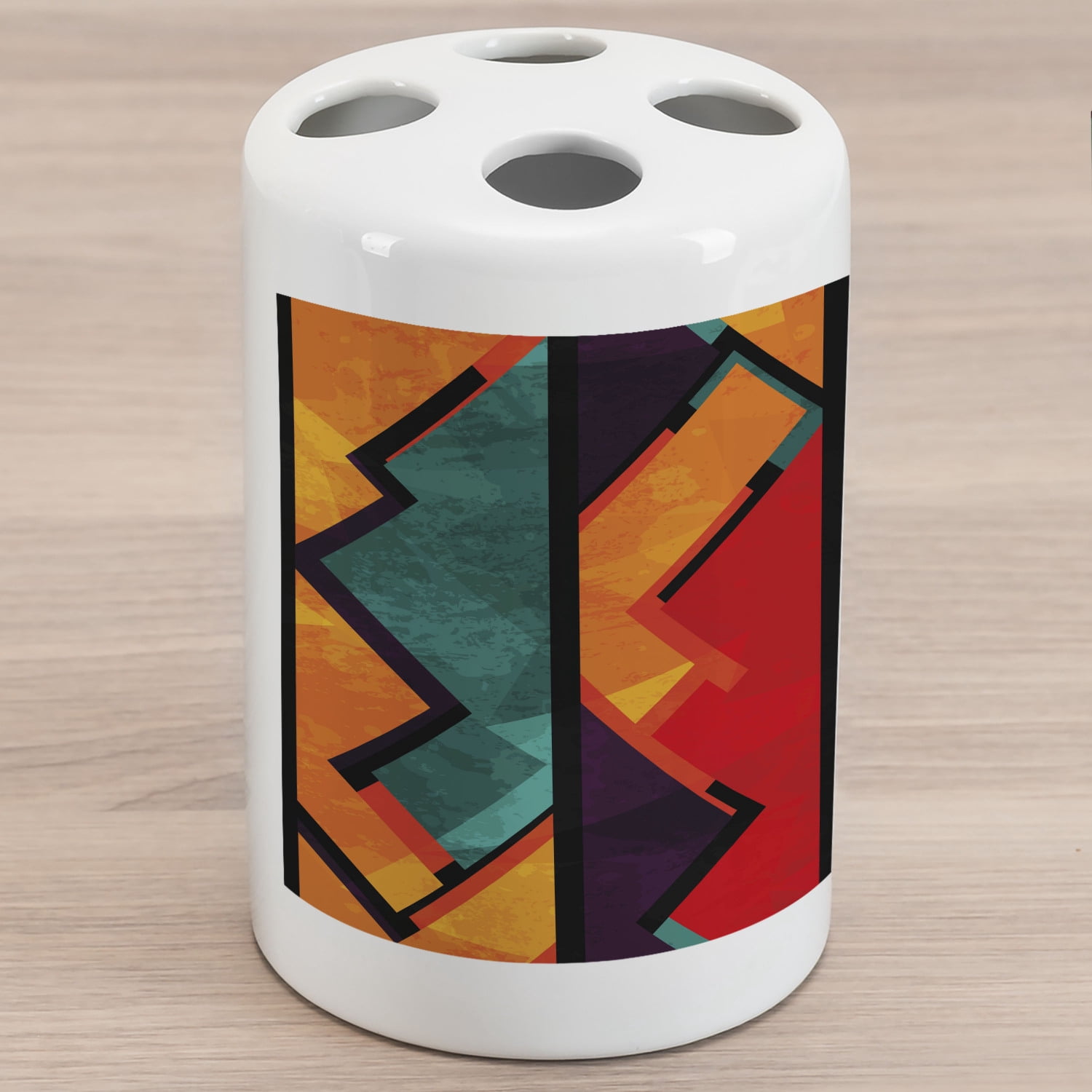 Modern Ceramic Toothbrush Holder, Geometric Contemporary Art Design ...