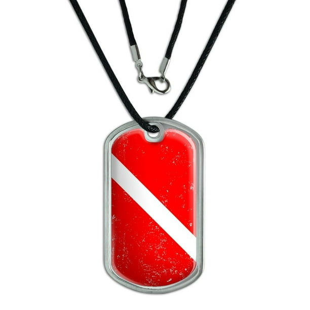 Graphics and More - Diving Flag Distressed - Scuba Diver Dive Dog Tag ...