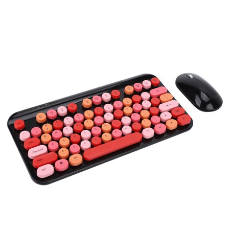Keyboard Mouse Set, Retro Style USB Keyboard Mouse Low Noise 2.4GHz ...
