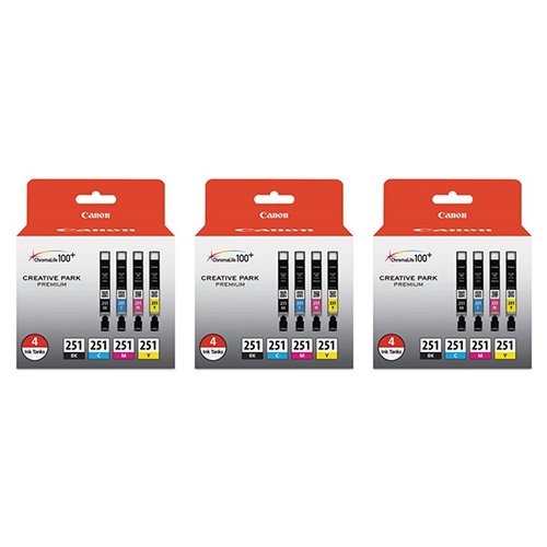 Canon CLI-251 4 Color MultiPack Ink Cartridge (3-Pack) CLI-251 BK/CMY ...