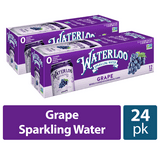 Waterloo Sparkling Water, Grape, 12 fl oz, 24 Pack Cans - Walmart.com