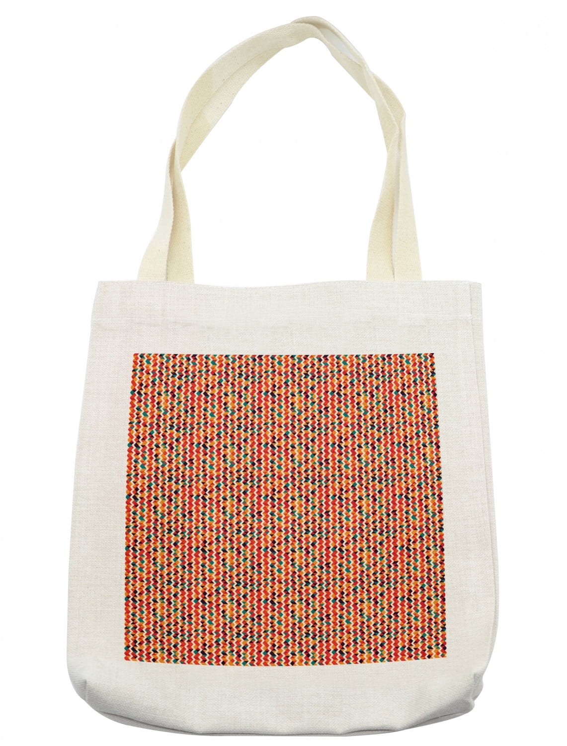 Geometric Tote Bag, Vertical Zig Zag Stripes with Triangles Fractal ...