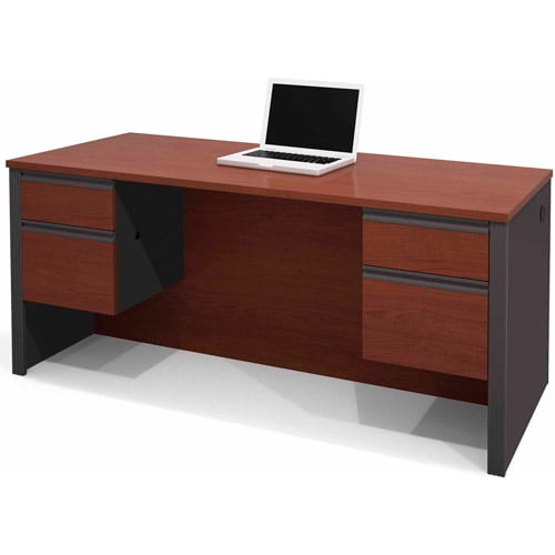 Bestar Prestige + Executive Desk with Dual Half-Pedestals - Walmart.com ...