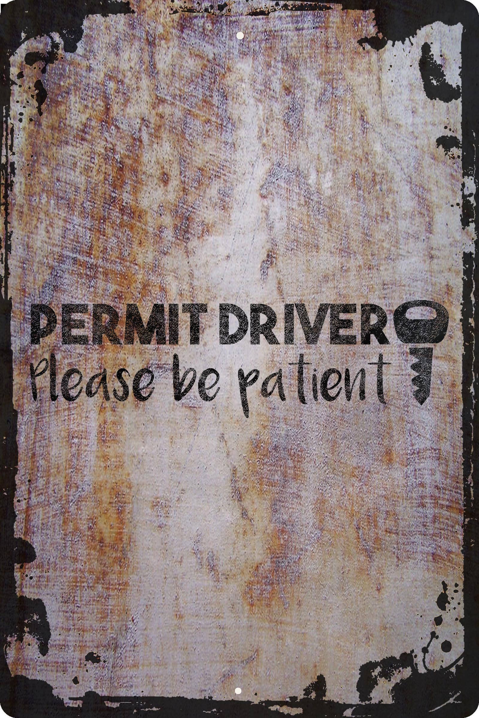 Permit driver please be patient key funny driving practice Beige Wall ...