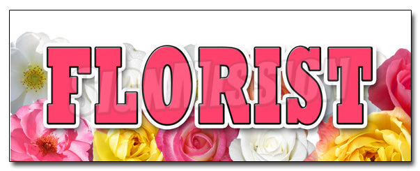 48" FLORIST DECAL sticker rose flower shop arrangements delivery fresh ...