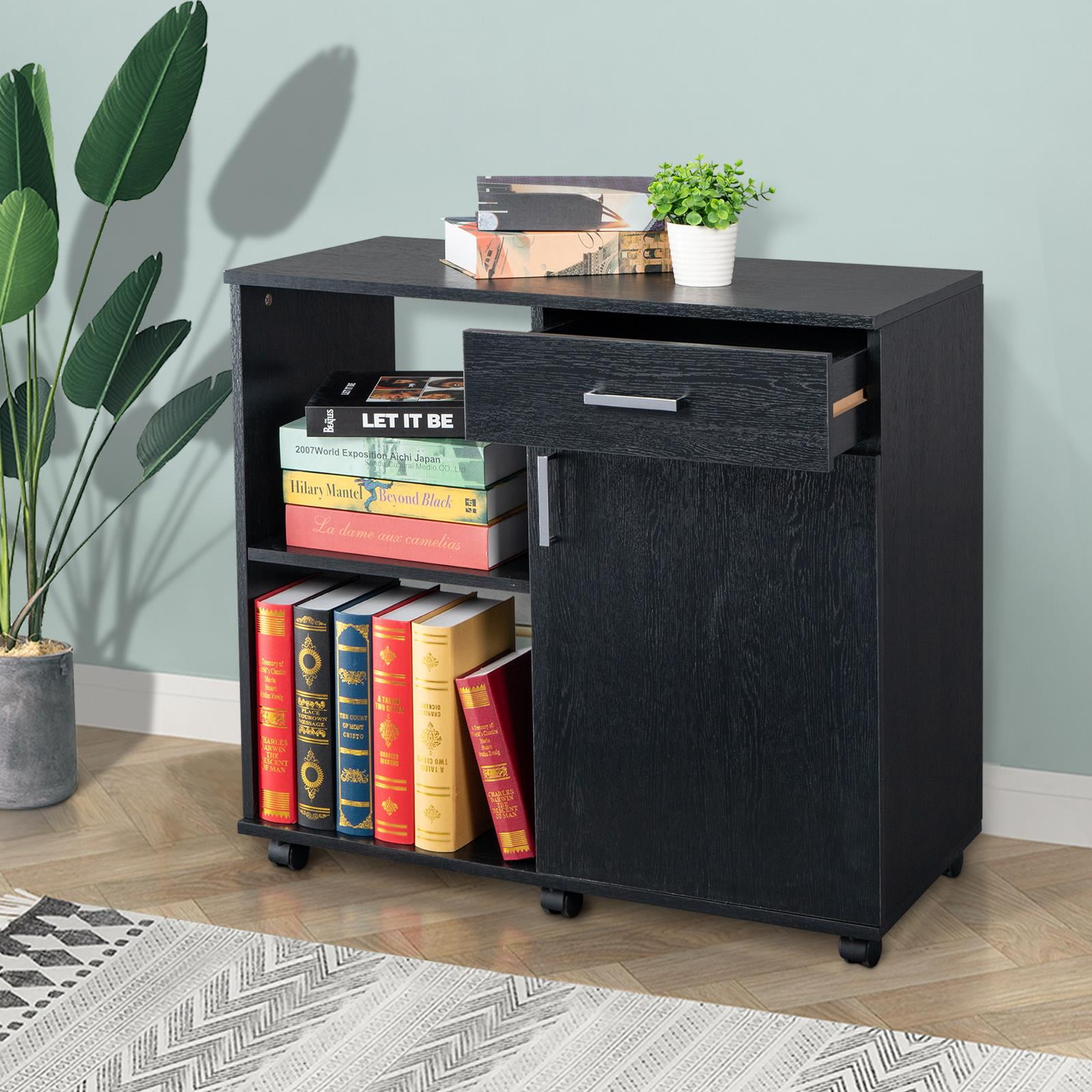 Zimtown Drawer Wood File Cabinet, Mobile Lateral Filing Cabinet ...
