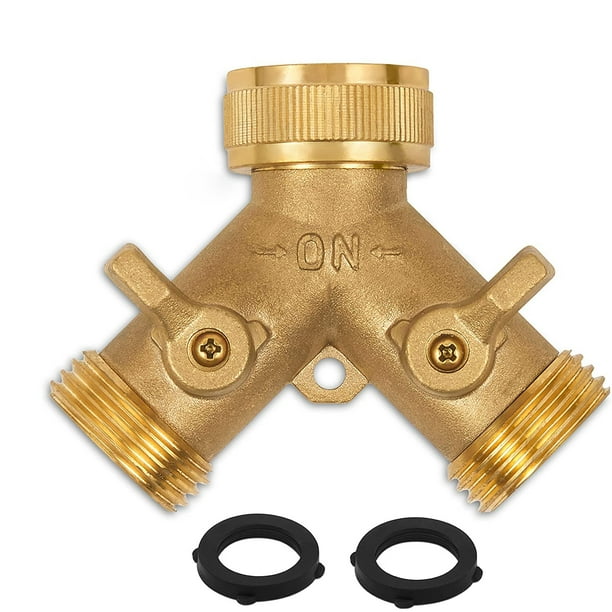 Labymos Heavy Duty Brass Garden Hose Connector Tap Splitter (2 Way ...
