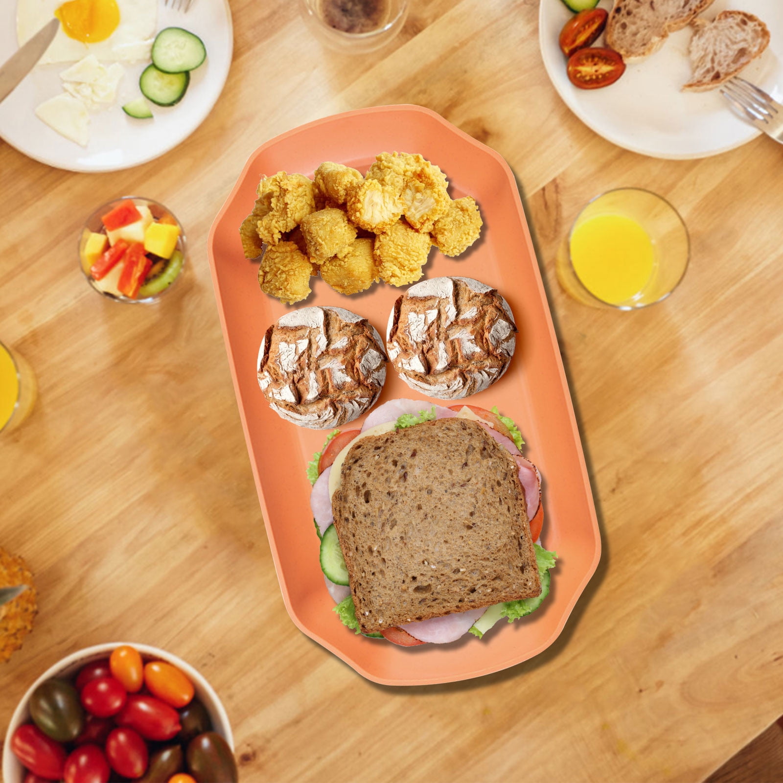 Rwvbm Octagonal Non-Slip Plastic Serving Tray-Restaurant-Grade Burger ...
