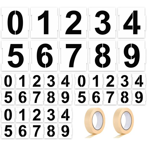 40 Pieces 4 Inch Address Number Stencils Curb Stencil Kit 0-9 Reusable ...