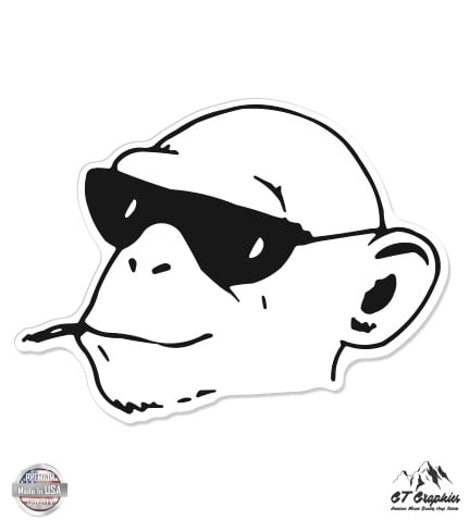 Chimp Smoking Chill - 3" Vinyl Sticker - For Car Laptop I-Pad Phone ...