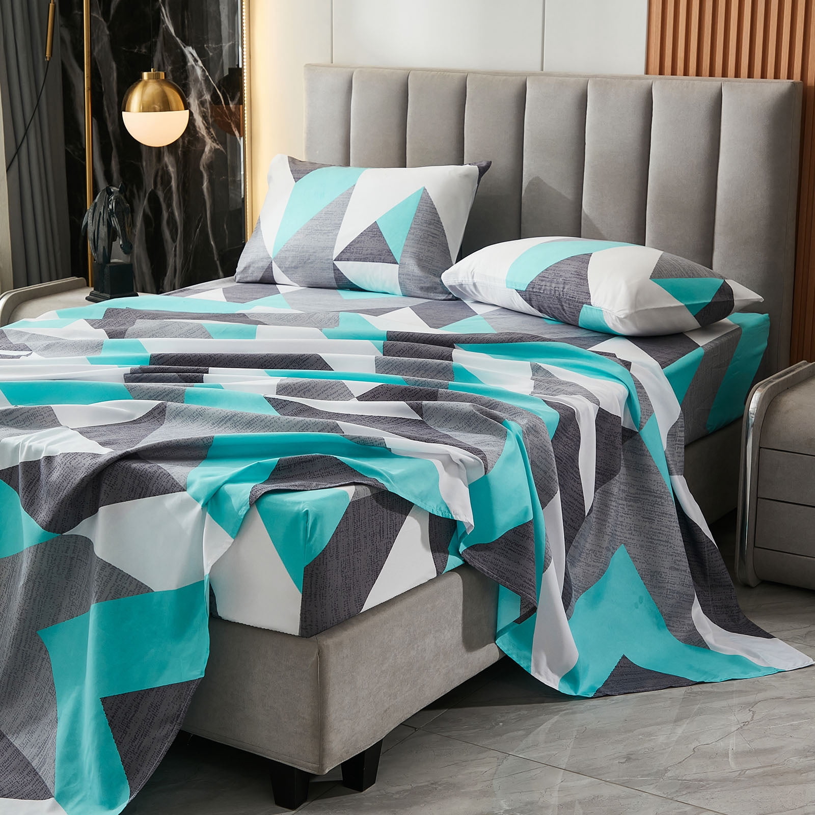 Turquoise And Gray Chevron Bedroom