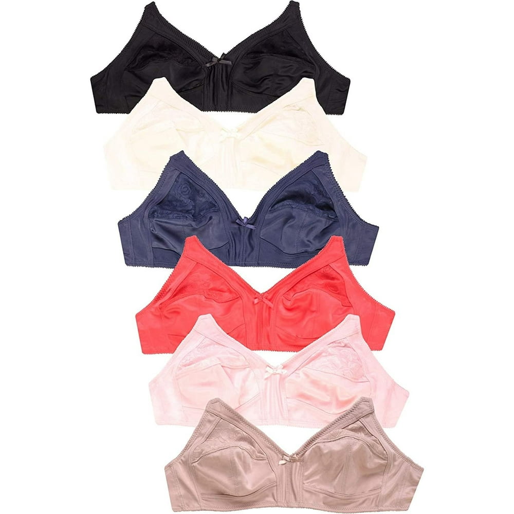 Iheyi - 6 Pieces Wireless Lace Full Cup 3-Hooks No Padding Wire Free ...