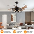 48" Black Remote Control Ceiling Fan Light – Industrial 4-Blade Fan ...