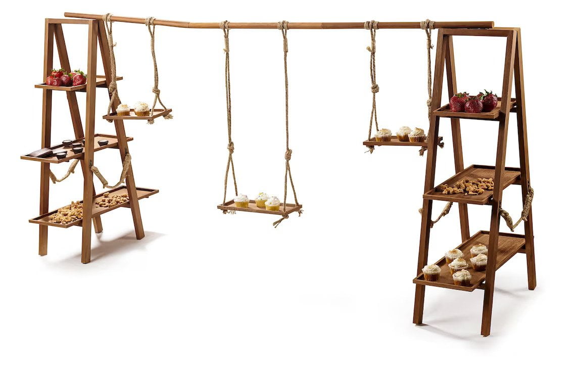 Sprightly Serving Station: Large Platter Tray with Double 3-Tier Stand ...