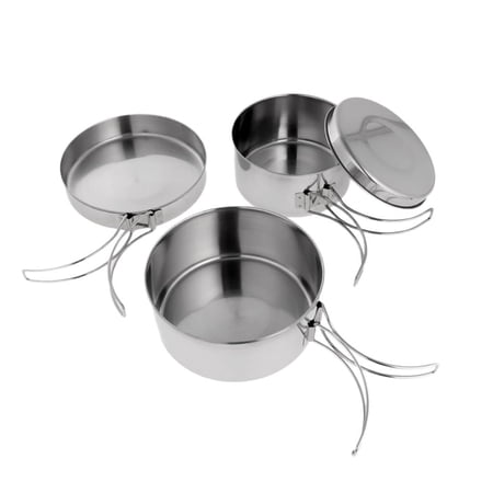 Camping Folding Stainless Steel Cookware Hiking Cooking Pot | Walmart ...