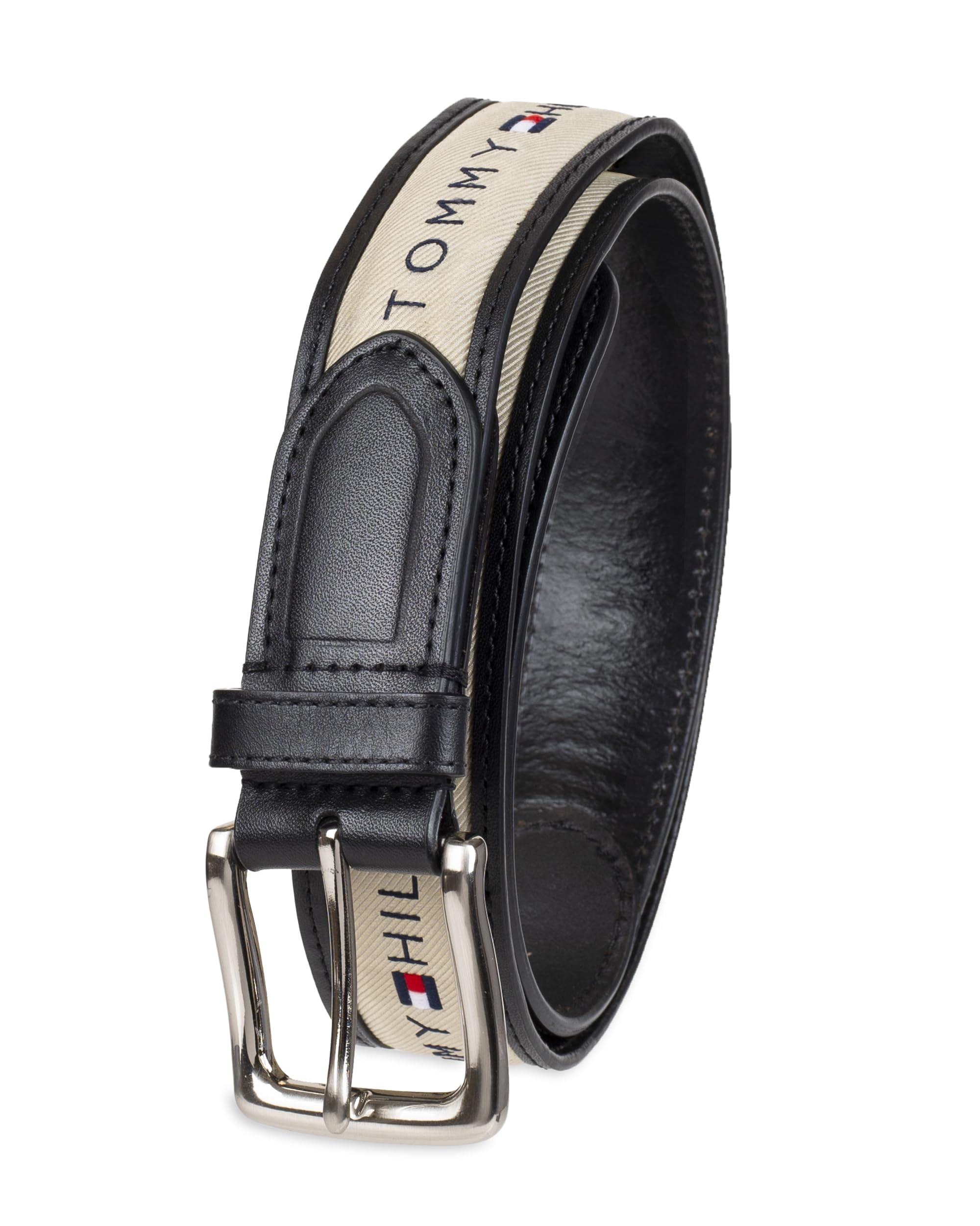 Cinturón Tommy Hilfiger con cinta incrustada para hombre, color negro ...