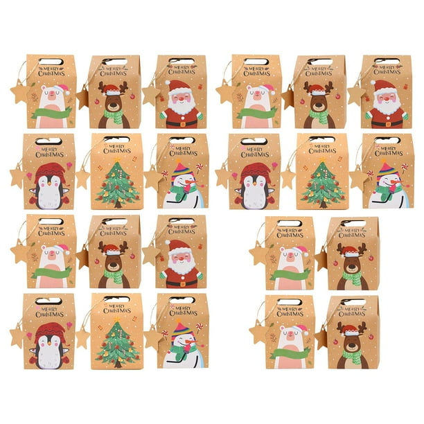 24Pcs Christmas Treat Bags Candy Packing Box Creative with Name Tags ...