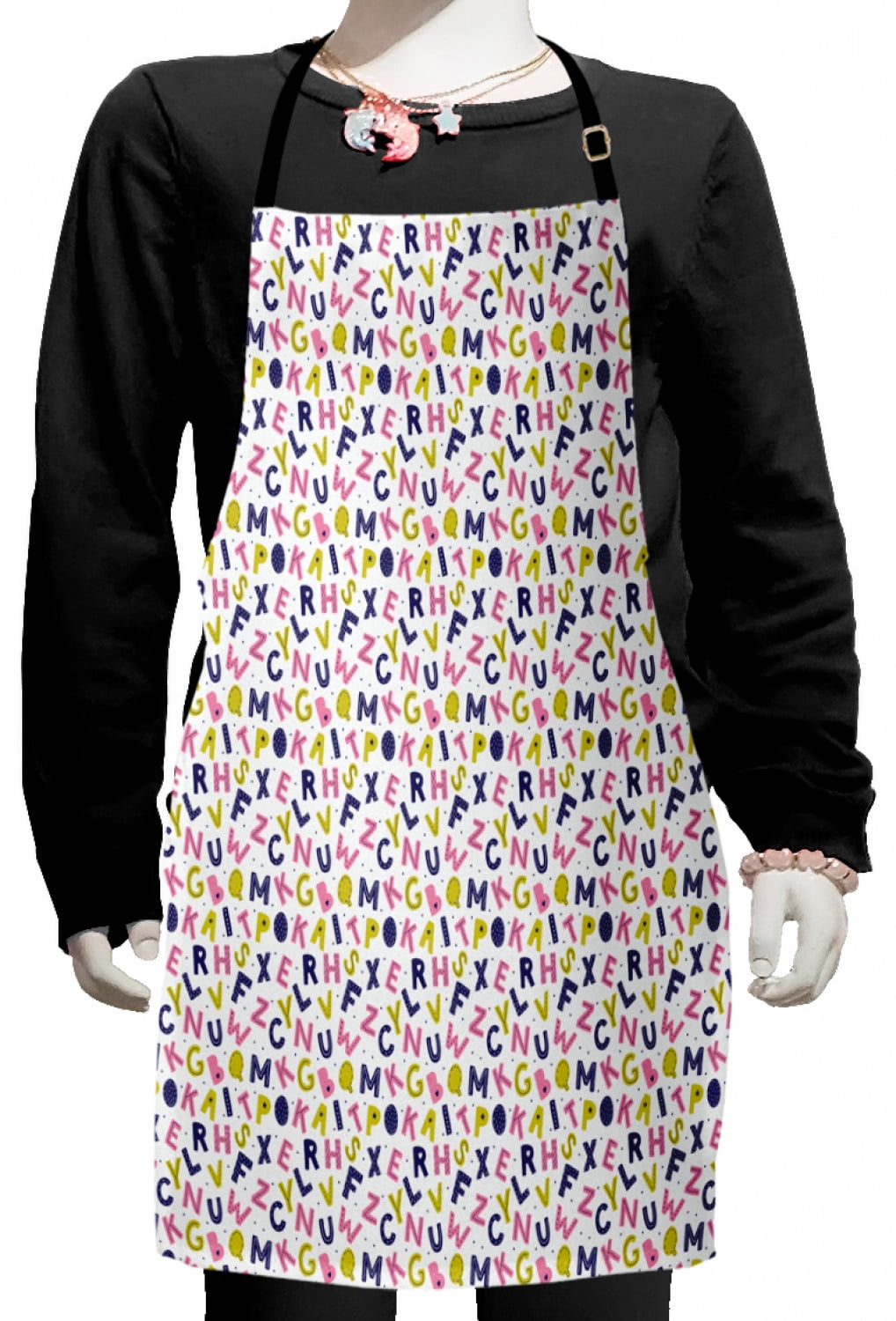 Alphabet Kids Apron, Geometric with Hearts Stars and Mini Polka Dots ...