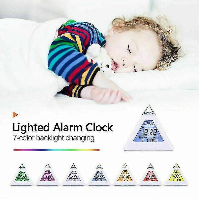 Student Wake Up Alarm Clock Digital LED Thermometer Night Light Kids ...