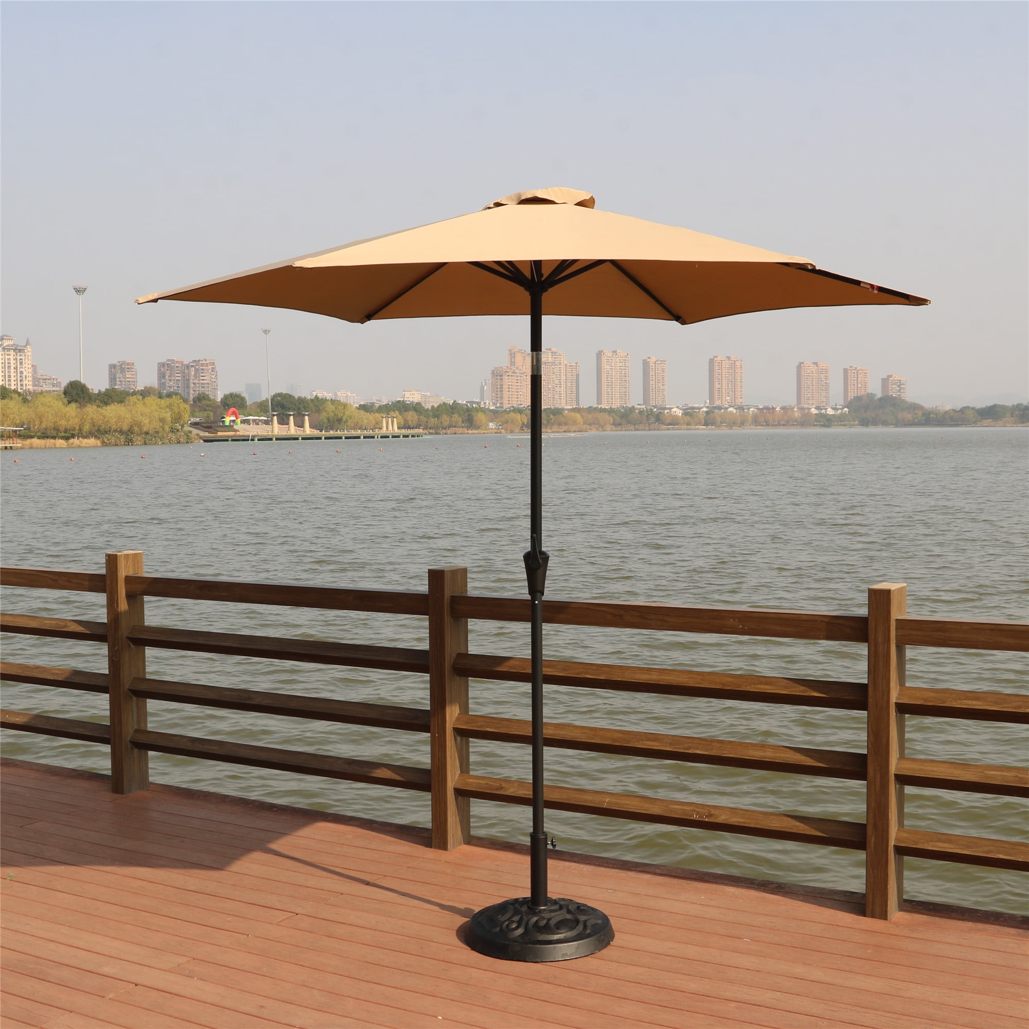 8.8FT Outdoor Solar Powered Patio Umbrella, Outdoor Aluminum Patio ...