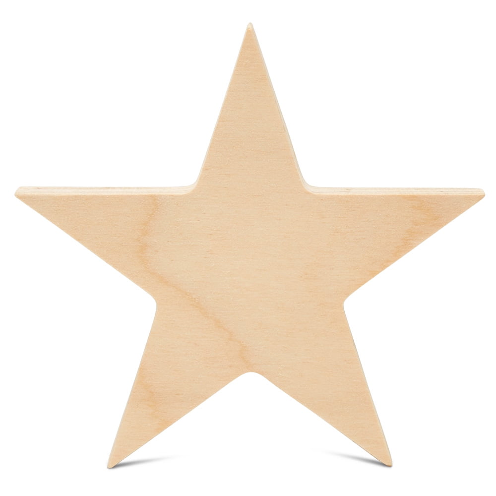 Chunky Wood Stars for Crafts 4-inch, Pack of 25 Wooden Craft Shapes for ...