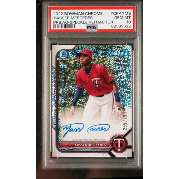 2022 Bowman Chrome Prospect Autographs Yasser Mercedes #CPAYMS Speckle ...