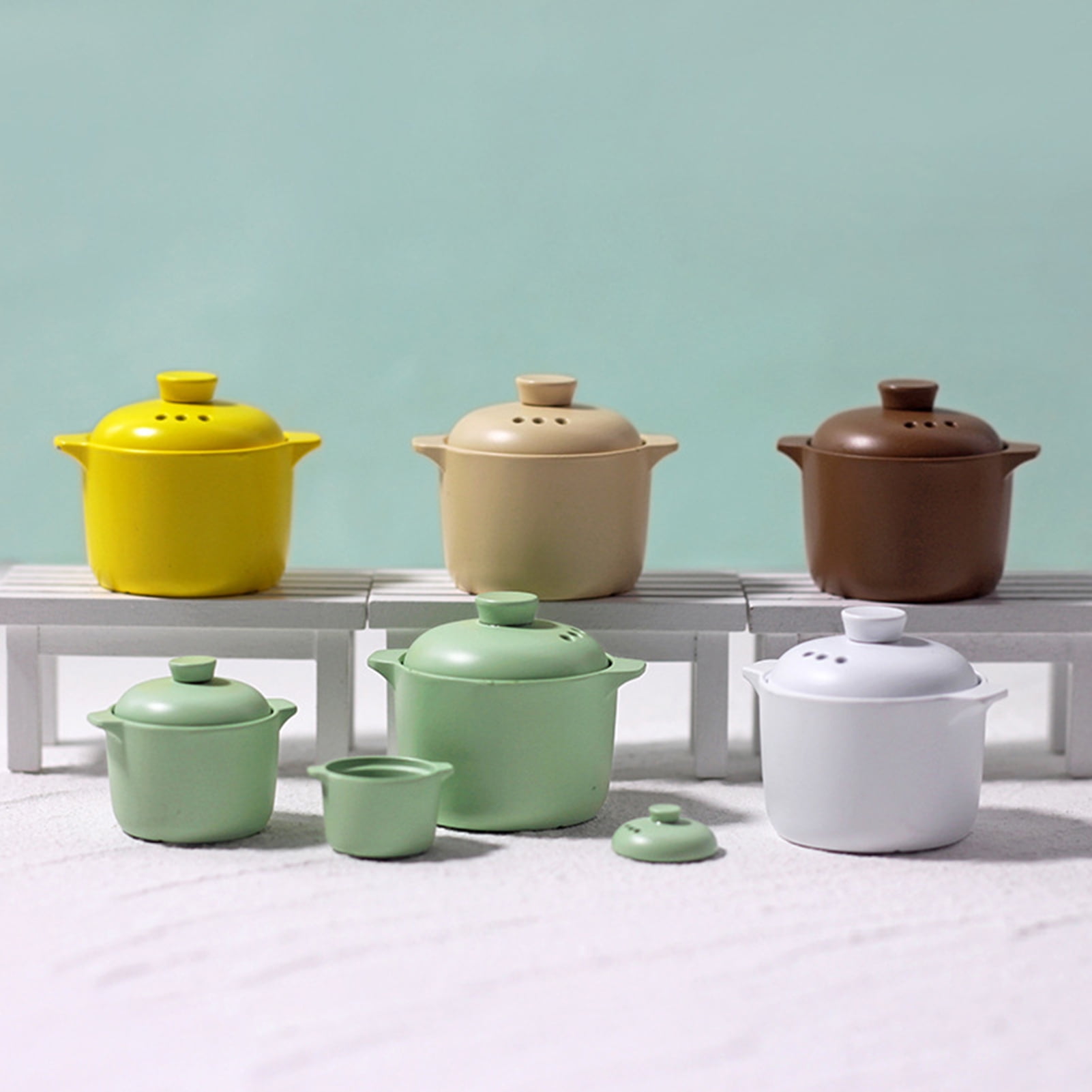 Hesroicy Dollhouse Pot with Lid Realistic Decorative Alloy Miniature ...