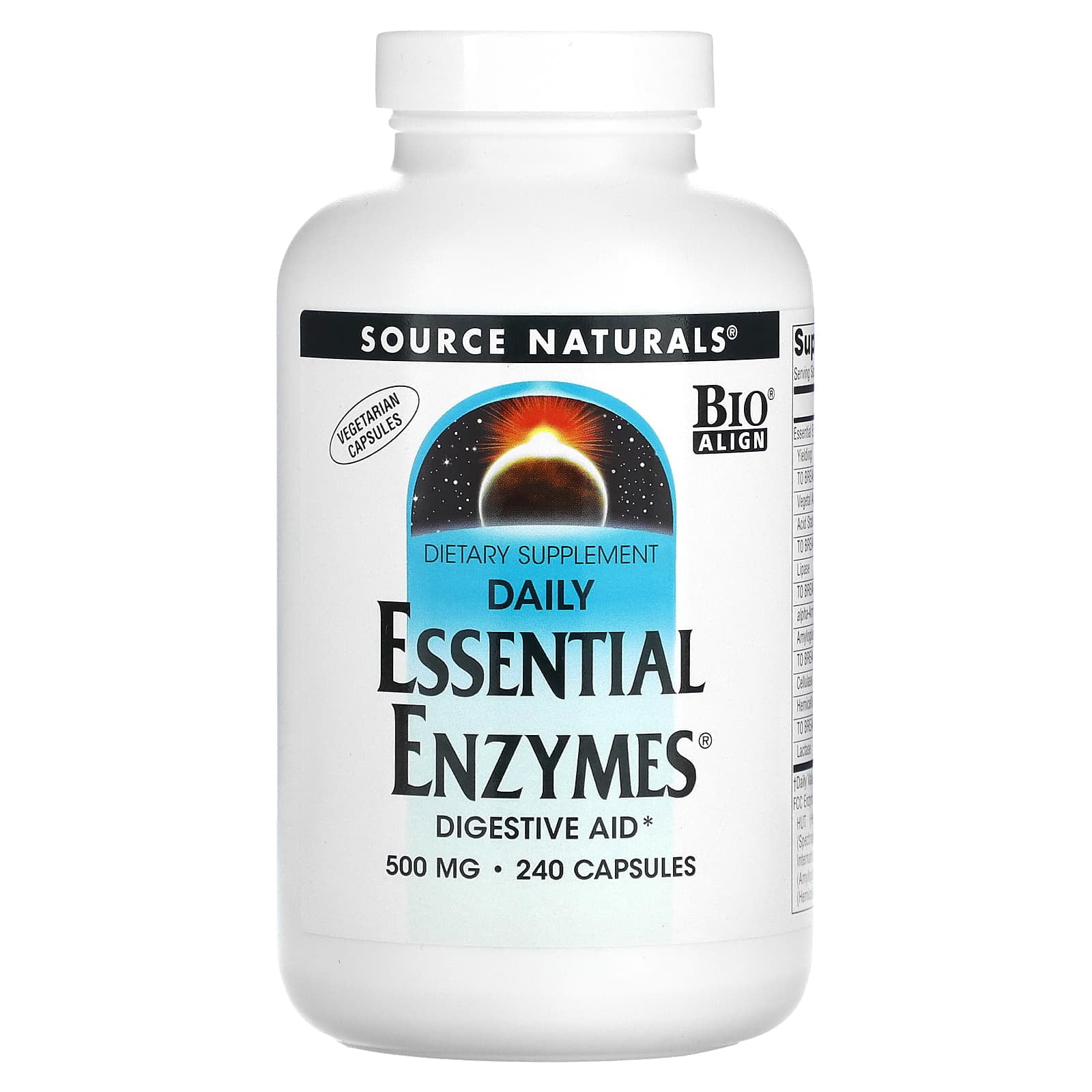 Source Naturals Daily Essential Enzymes 500 mg , 240 Caps | Enzimas Diarias 500 mg, 240 Cápsulas ...