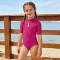 CAIVO Girls Swimsuits For Kids Solid Color Sun Protective Rash Guard ...