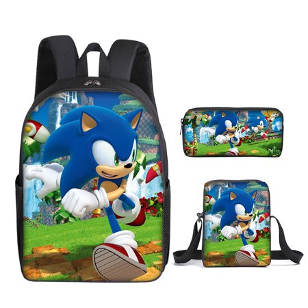 Sonic Student School Bag Three-piece (meal bag, pencil case, backpack ...