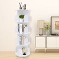 4-Tier 360 Degree Rotating Bookshelf Round Freestanding White Storage ...
