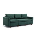 Modern Linen Module Sectional Sofa Couch 4pcs, 3 Seat Convertible Sofa With 1 Ottoman, 2 Armless ...