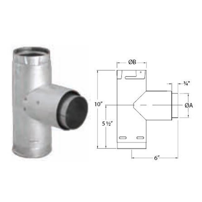 Dura-Vent 3PVP-TADB 3'' PelletVent Pro Black Adapter Tee with Clean-Out ...