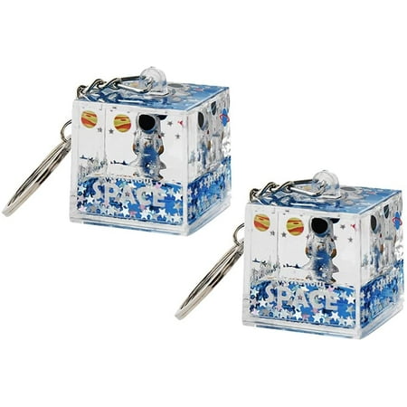 CPDD 2pcs 3D Astronaut Outer Space Keychain Liquid Quicksand Cube ...