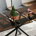 59-inch Expandable Dining Table Set with 4 Gray Ergonomic Chairs, Black ...