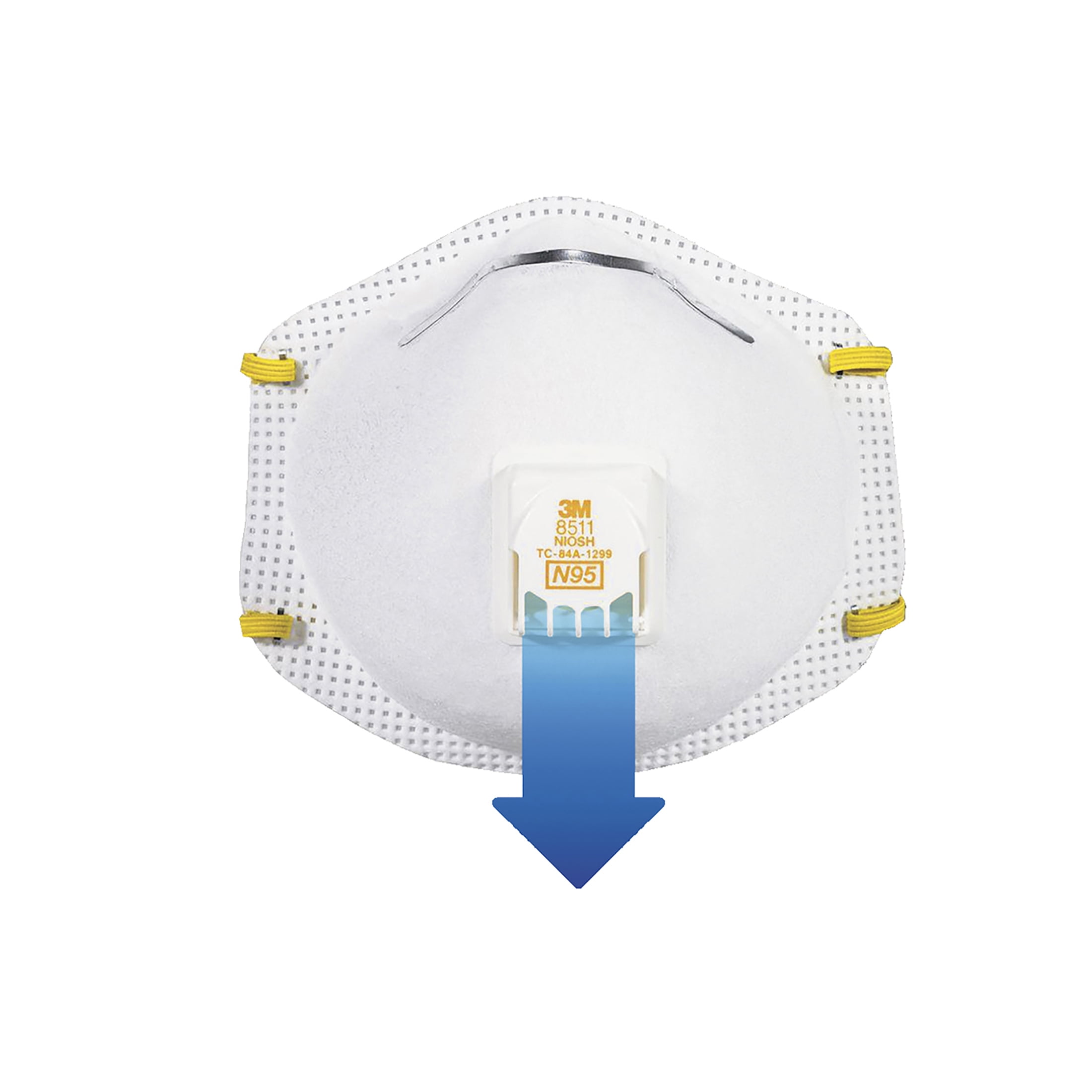 3M N95 Respirator 8511, Cool Flow Valve, White, Stretchable, 2 Safety ...
