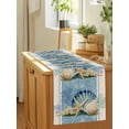 Burlap Table Runner 120 Inches Long, Underwater Starfish Shell Conch ...