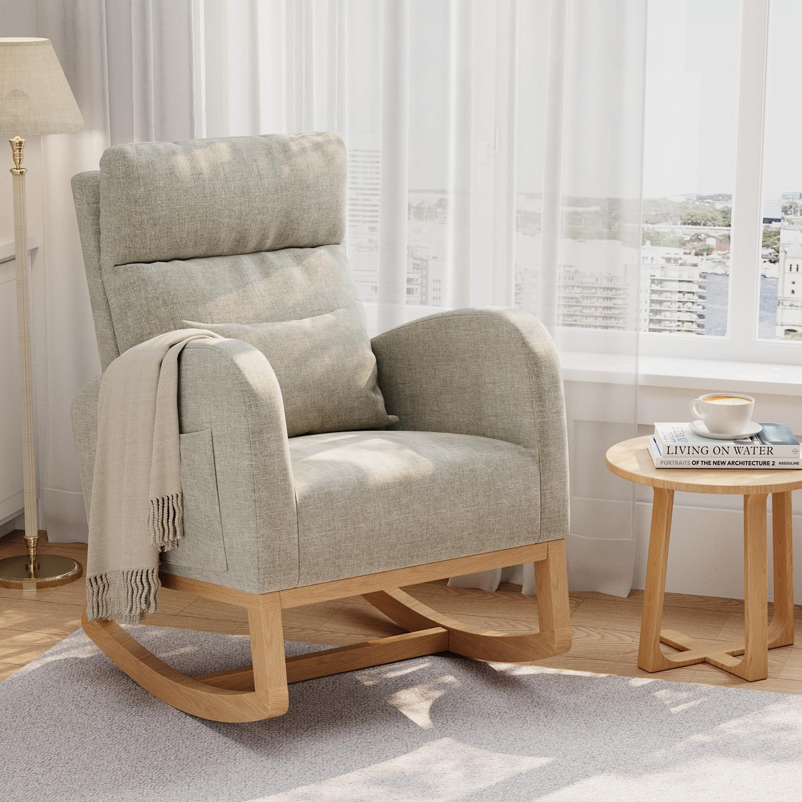 Click here for Leadingstar Modern Nursery Rocking Chair  Linen Gl... prices