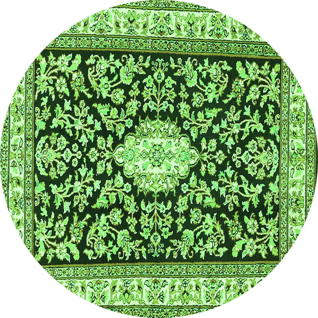 Ahgly Company Indoor Round Medallion Green Traditional Area Rugs, 8 ...