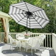 Pure Garden 9 Ft Striped Outdoor Patio Umbrella with Tilt, Black and ...