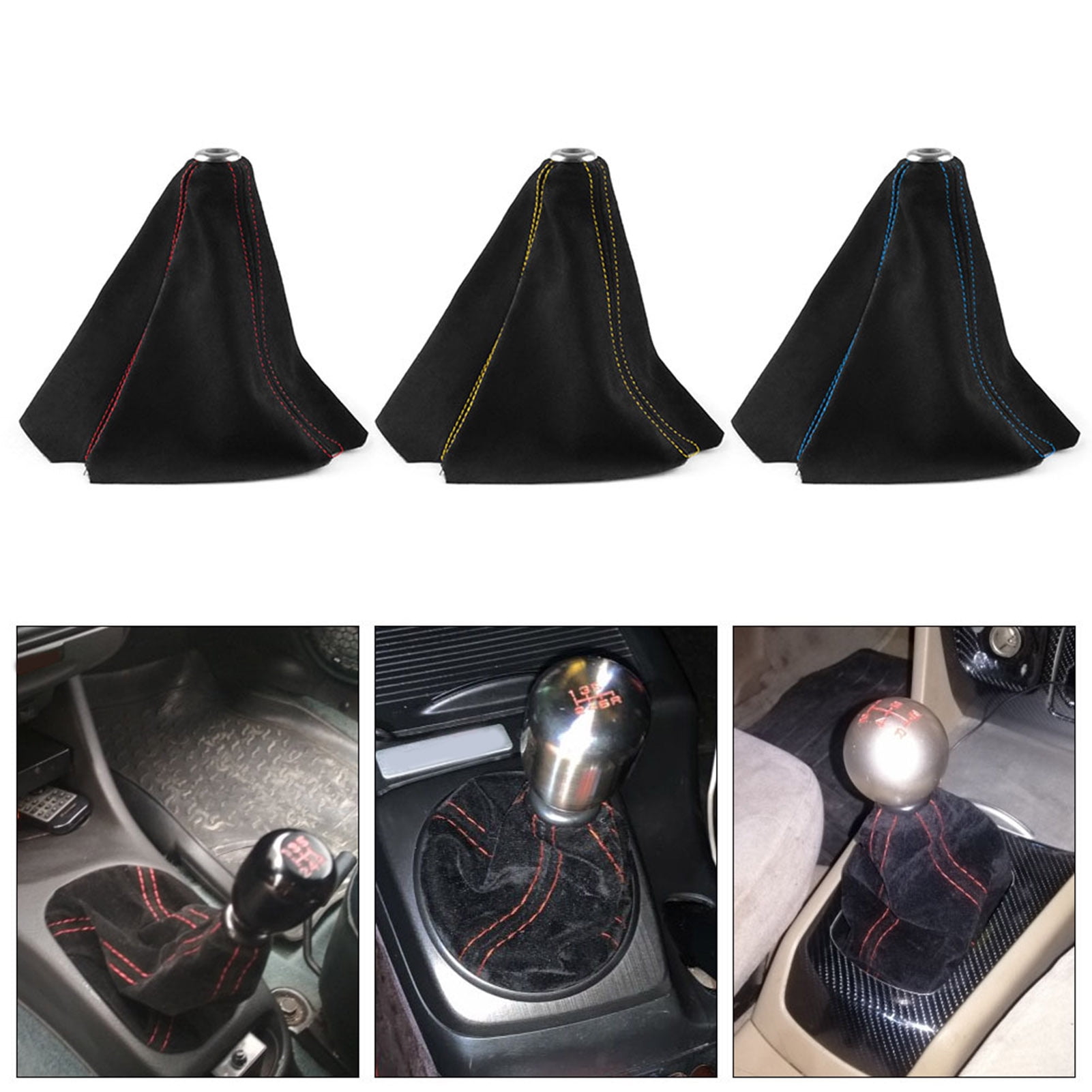 SPRING PARK Universal Car Gear Shift Collar Cover Faux Leather Stick ...