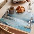 Blue Grey Ocean Painting Cotton Linen Placemats Set of 8, Modern ...