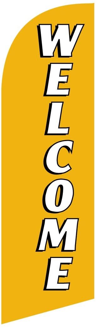 Welcome Flag Feather Banner Flag Sign with Flag Pole, Ground Stake, and ...