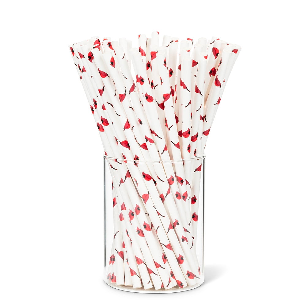 Set of 12 Cardinal Print Straws 100 Pieces - Walmart.com